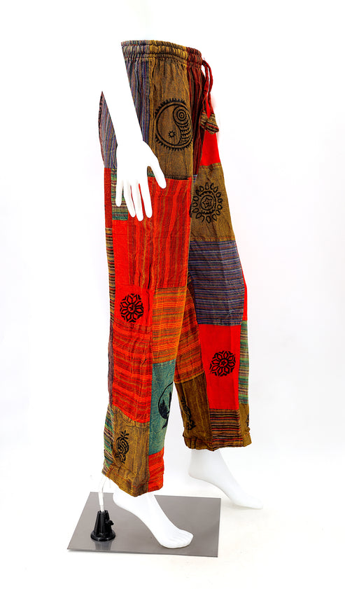 Colorful Patchwork Cotton Harem Pants | Mixed Block Print Boho Style ...